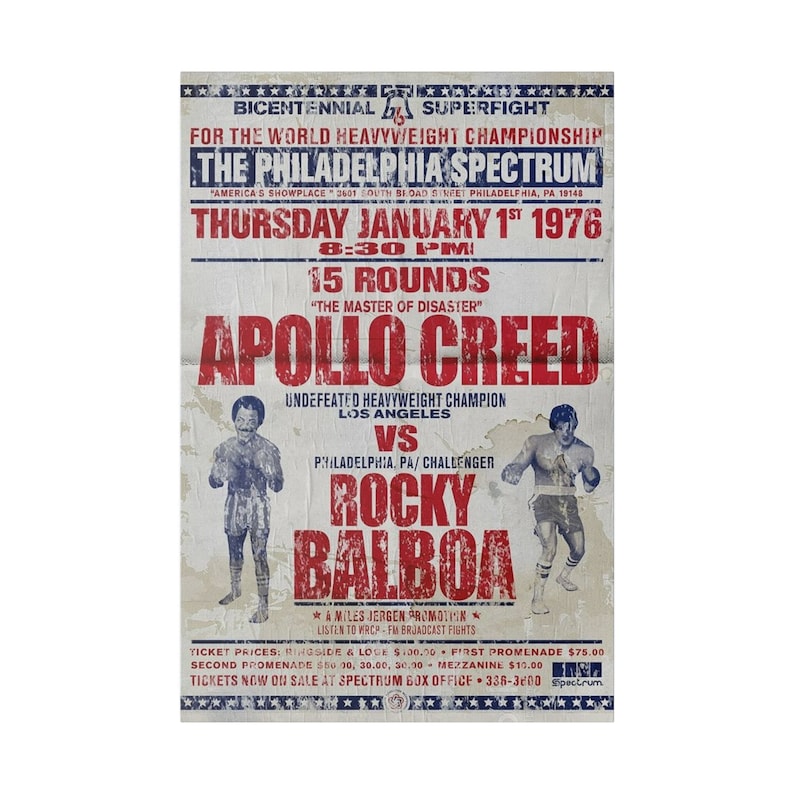 Rocky Vs. Apollo Fight Poster Custom Canvas Wall Print - Etsy
