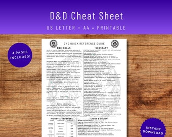 DND Cheat Sheet, DM Cheat Sheet, Dnd Player Guide, 5e, Quick Reference Guide, D&D Dungeon Master ...
