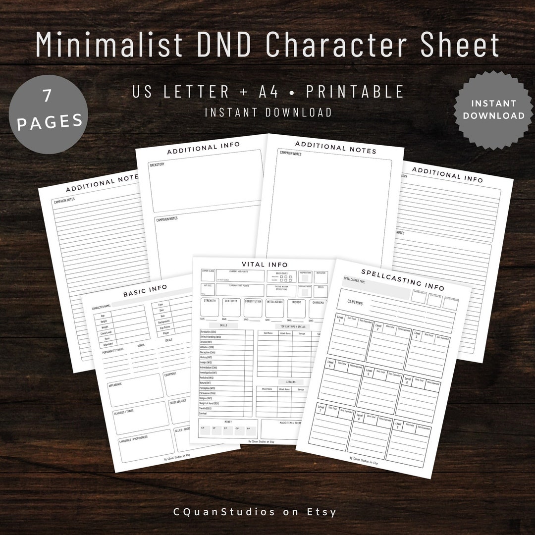 DnD Character Sheet Dungeons and Dragons Custom Character - Etsy.de