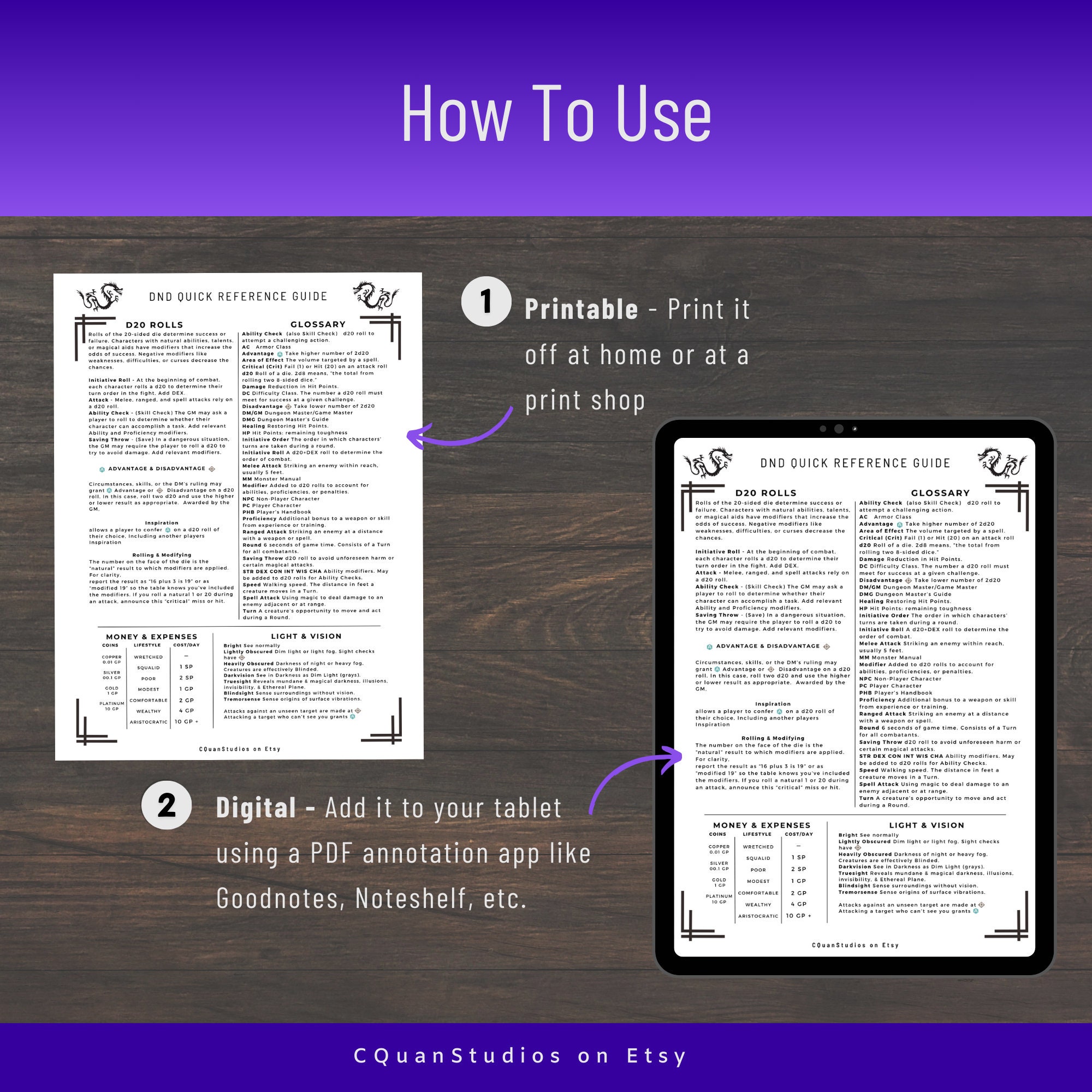 DND Cheat Sheet, DM Cheat Sheet, Dnd Player Guide, 5e, Quick Reference ...