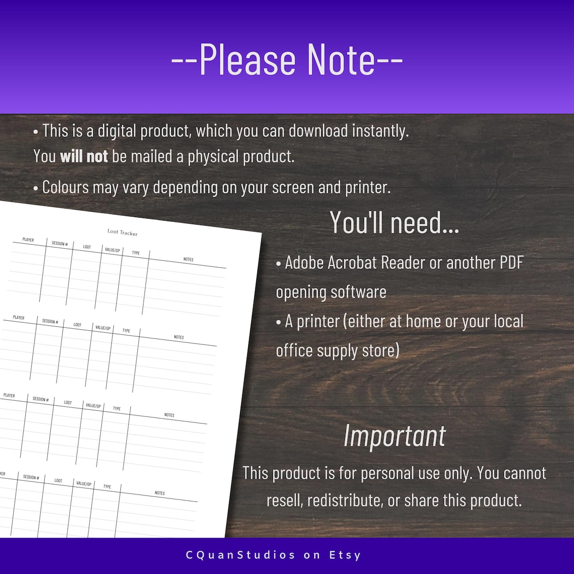 Printable Dnd Loot Tracker & Generator: RPG Campaign Tool (instant ...