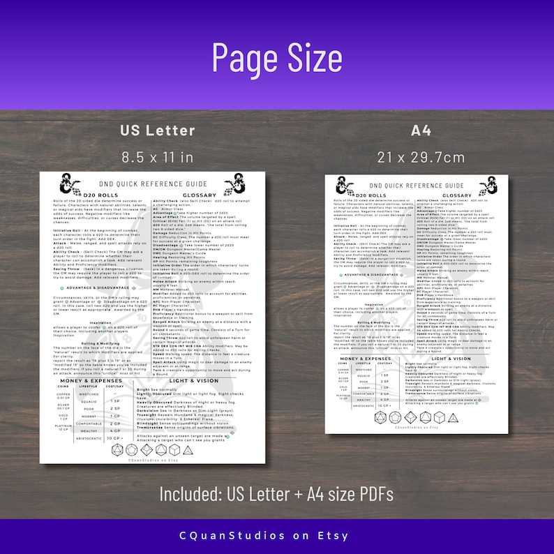 Dnd DM Cheat Sheet, Dnd Player Guide, 5e, Quick Reference, Variant ...