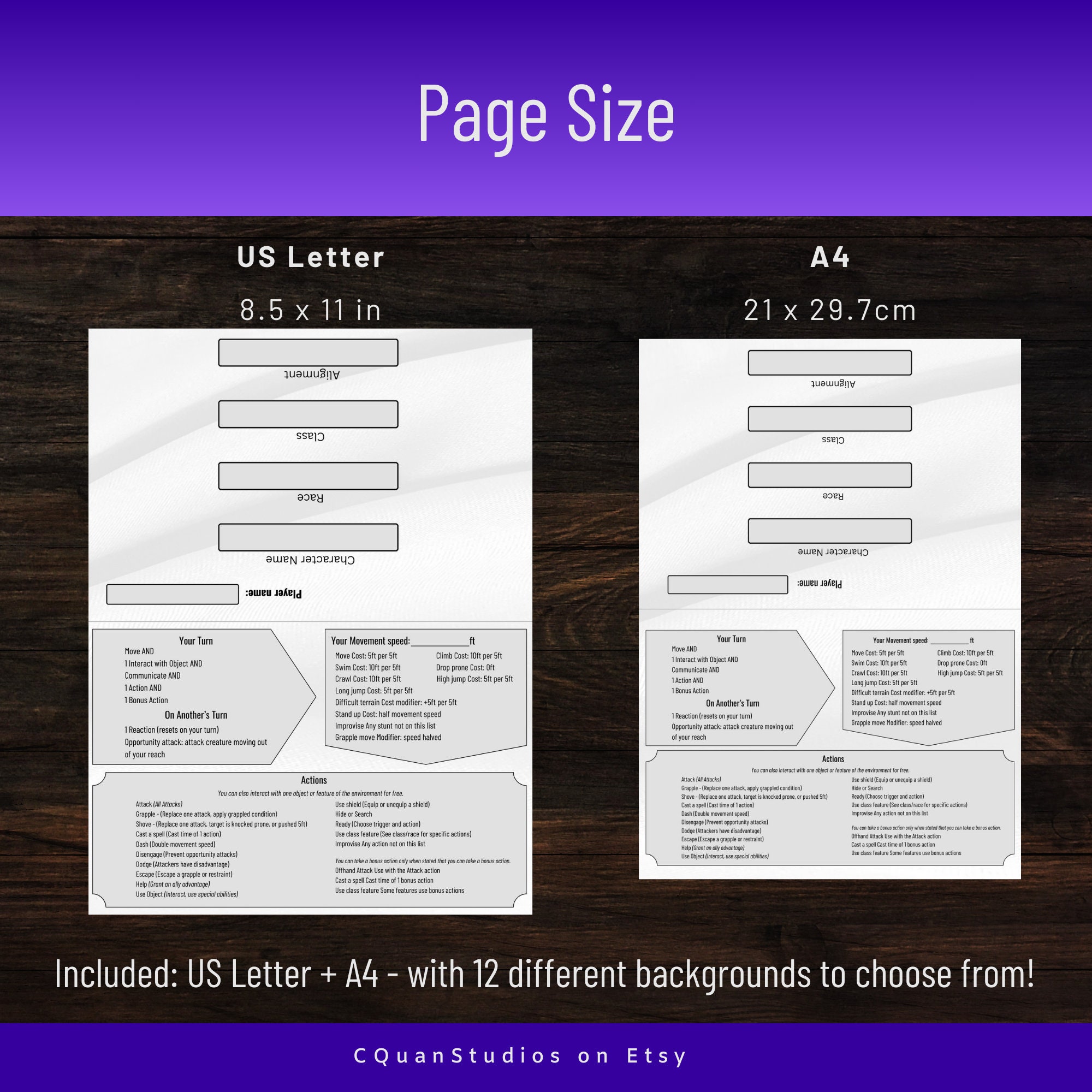 Dnd Name Card, Dnd Cheat Sheet, Quick Reference, Dnd Character Card ...