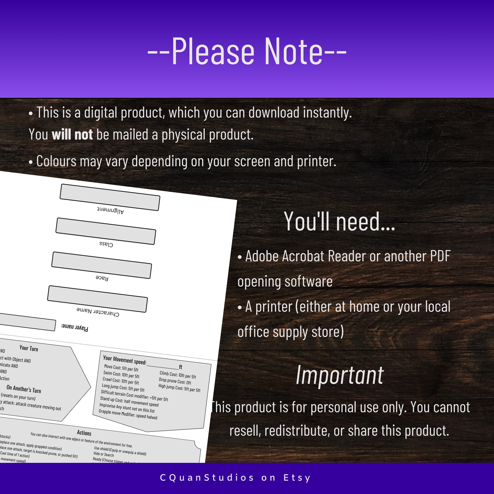 Dnd Name Card, Dnd Cheat Sheet, Quick Reference, Dnd Character Card ...