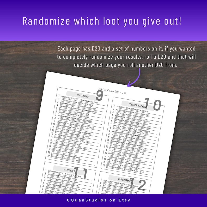 Printable Dnd Loot Tracker & Generator: RPG Campaign Tool (instant ...