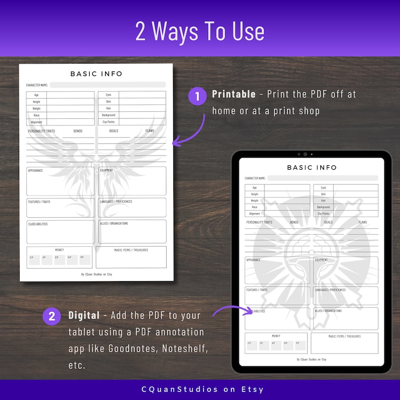 Dnd Character Sheet Bundle: 12 Class Player Sheets (digital Printable ...