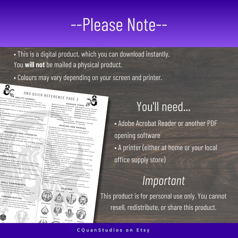 Dnd 5e Cheat Sheet: Quick Reference Guide (printable A4/US Letter) - Etsy