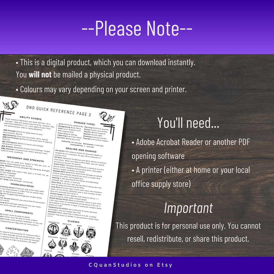 DND Cheat Sheet, DM Cheat Sheet, Dnd Player Guide, 5e, Quick Reference ...