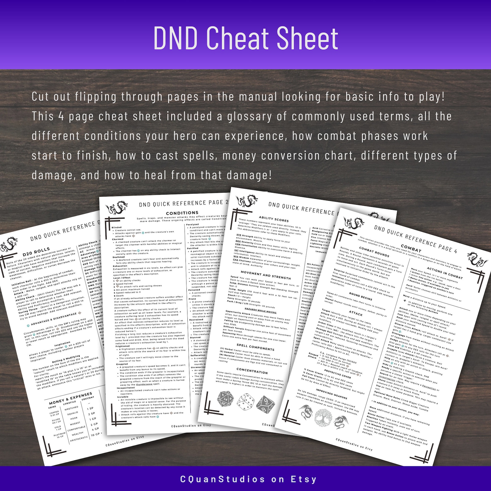 Dnd Bundle, DM Cheat Sheet, Dnd Player Guide, Custom Character, Dnd ...