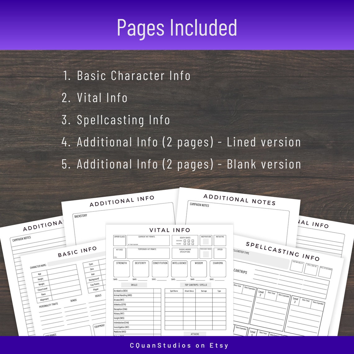 Dnd Character Sheet: Printable Player Journal (A4, US Letter) - Etsy