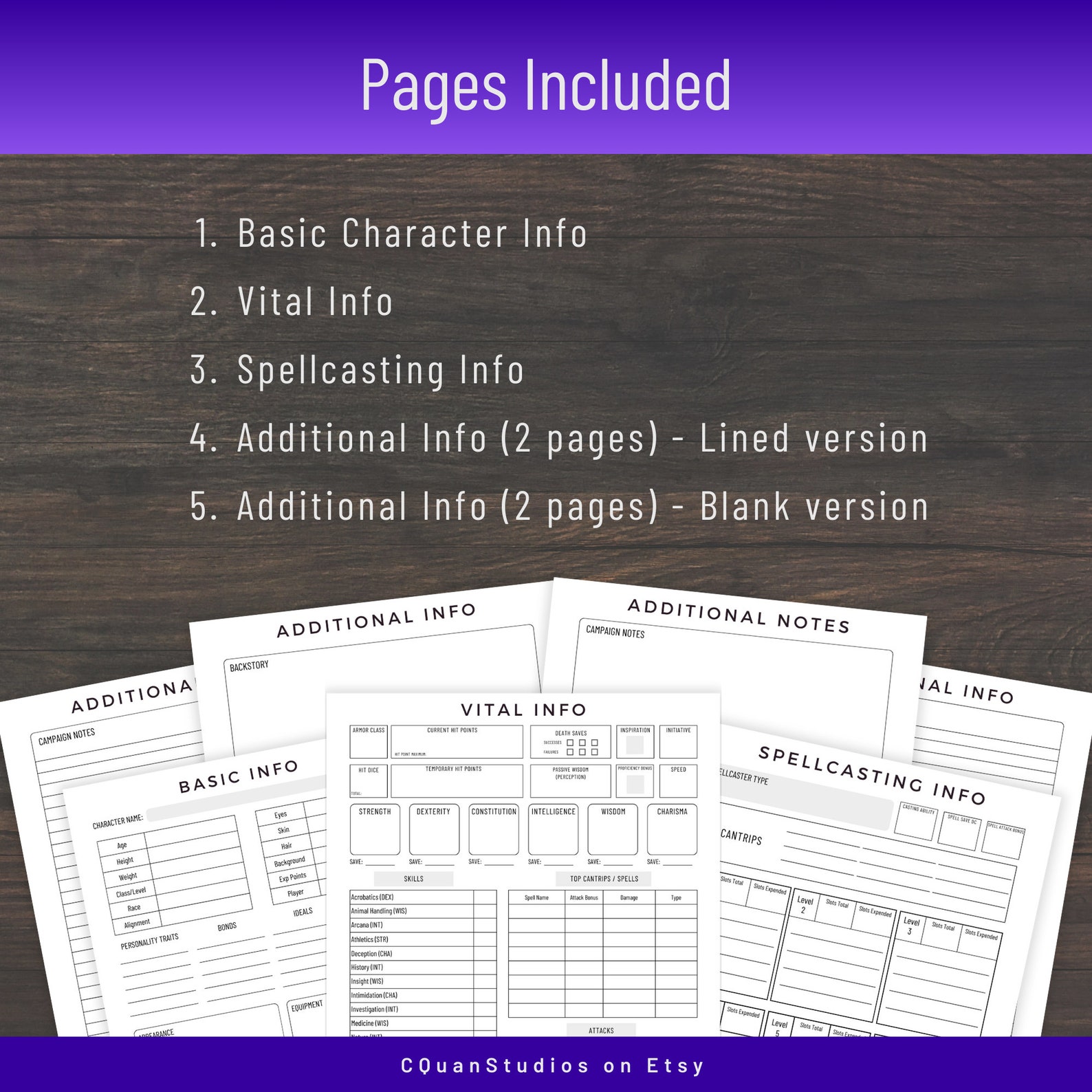 Dnd Character Sheet: Printable Player Journal (A4, US Letter) - Etsy