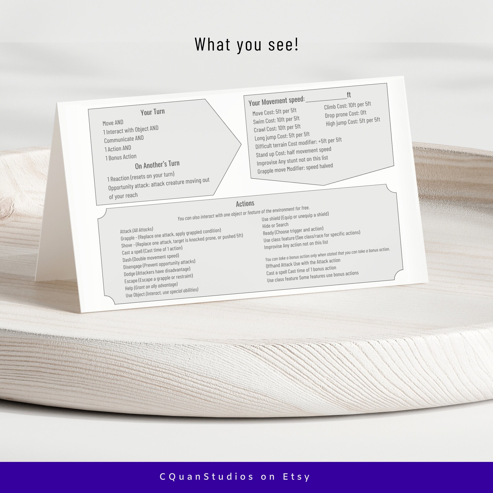 Dnd Name Card, Dnd Cheat Sheet, Quick Reference, Dnd Character Card ...