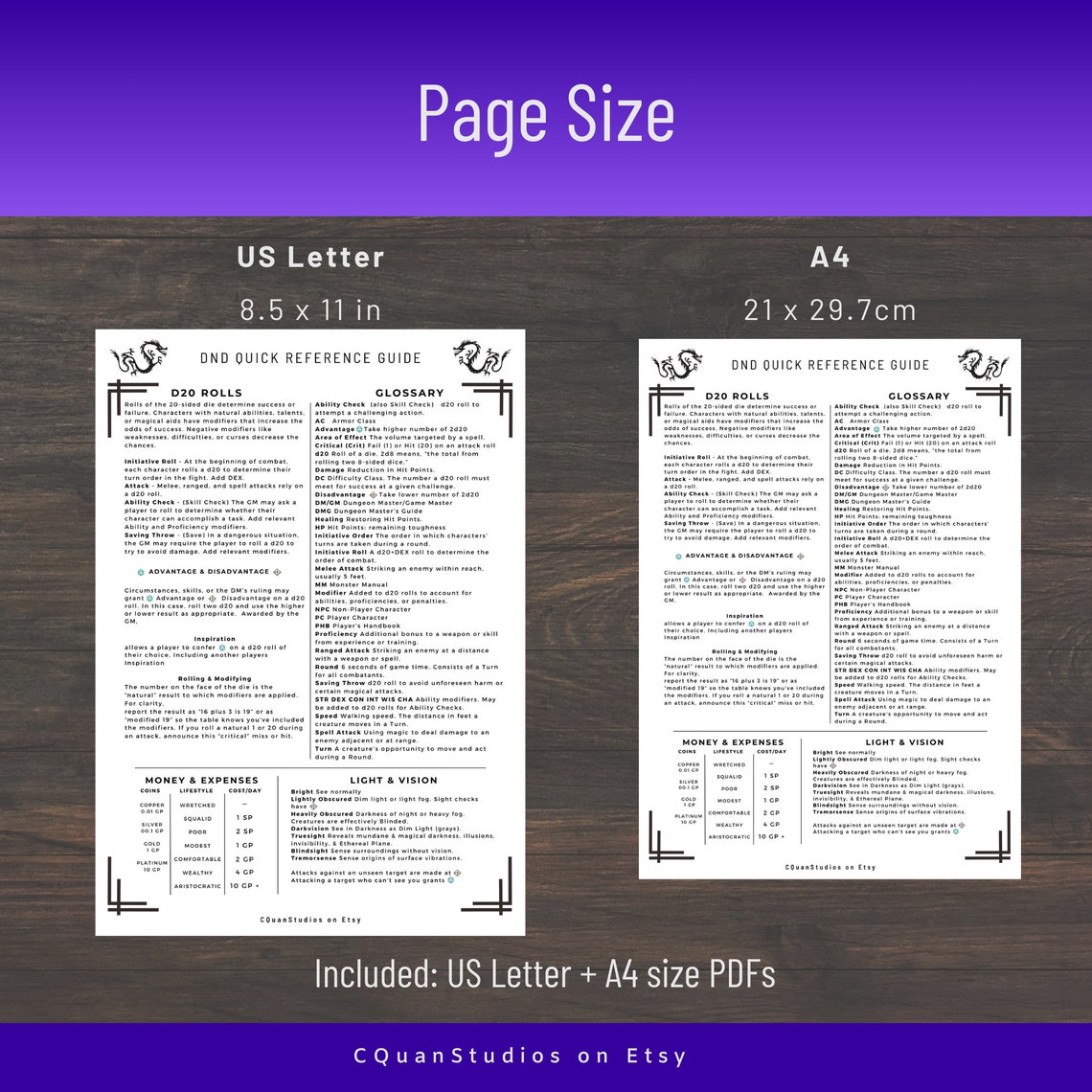 DND Cheat Sheet, DM Cheat Sheet, Dnd Player Guide, 5e, Quick Reference ...