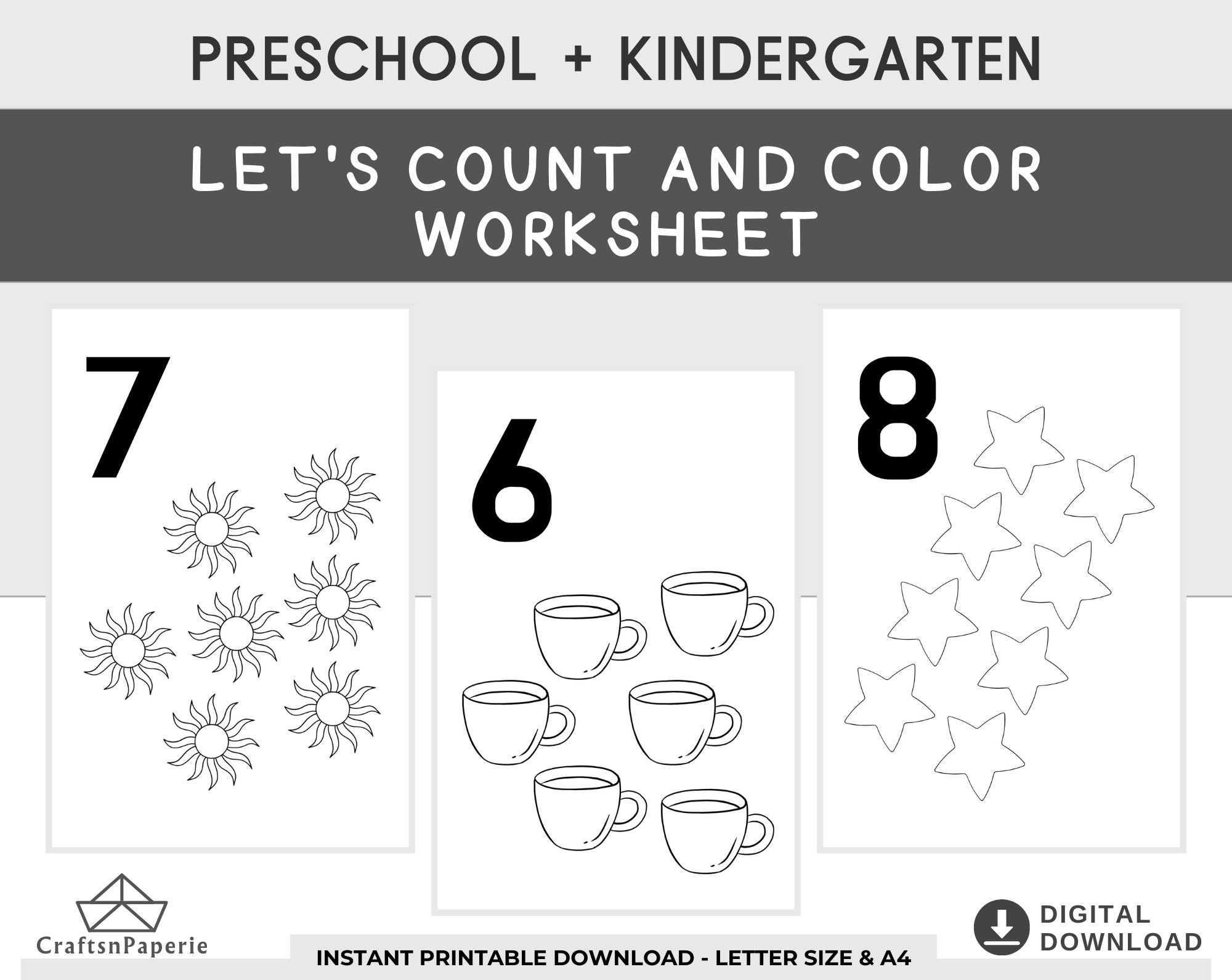Let's Count and Color Worksheet Counting Fun Sheet Color & Count Kids ...