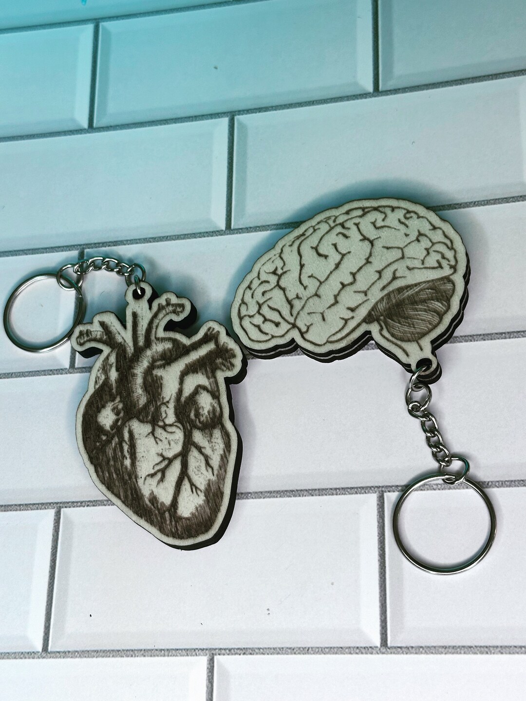 Anatomical Heart and Brain Keychain - Etsy