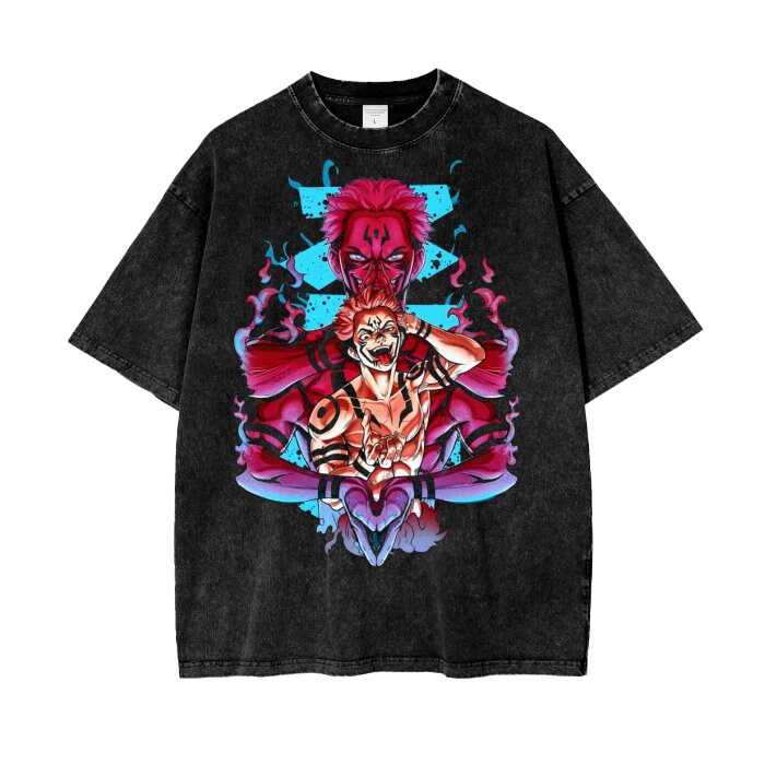 Jujutsu Kaisen Sukuna Oversized Snow Washed Tee - Etsy
