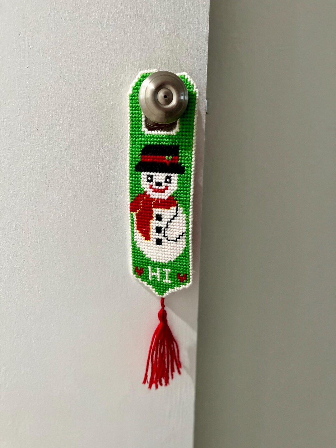 Hand Stitched Needlepoint Snowman Christmas Door Hanging Decoration - Etsy