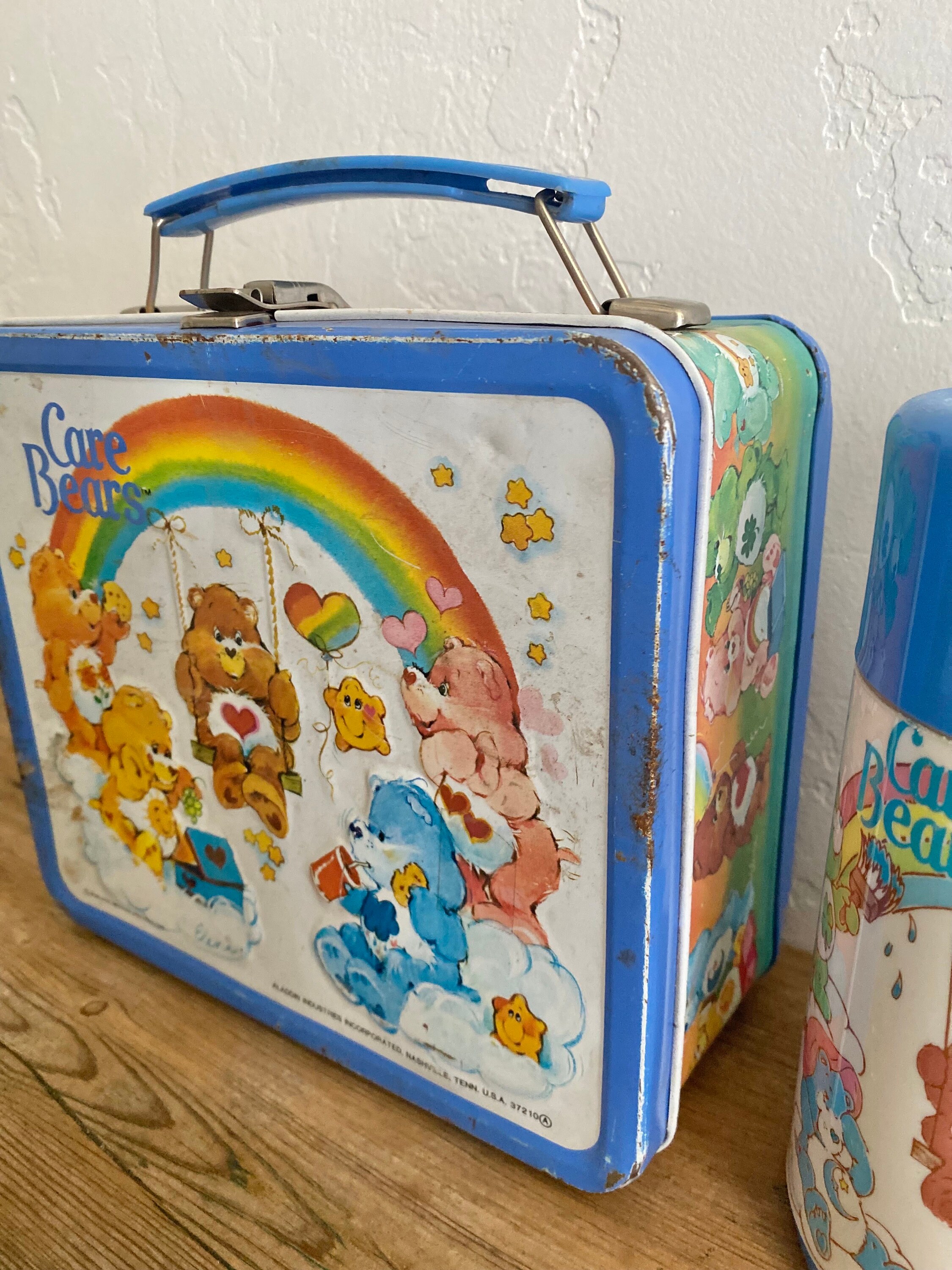 Vintage Care Bears Metal Lunchbox Thermos, Aladdin Industries ...