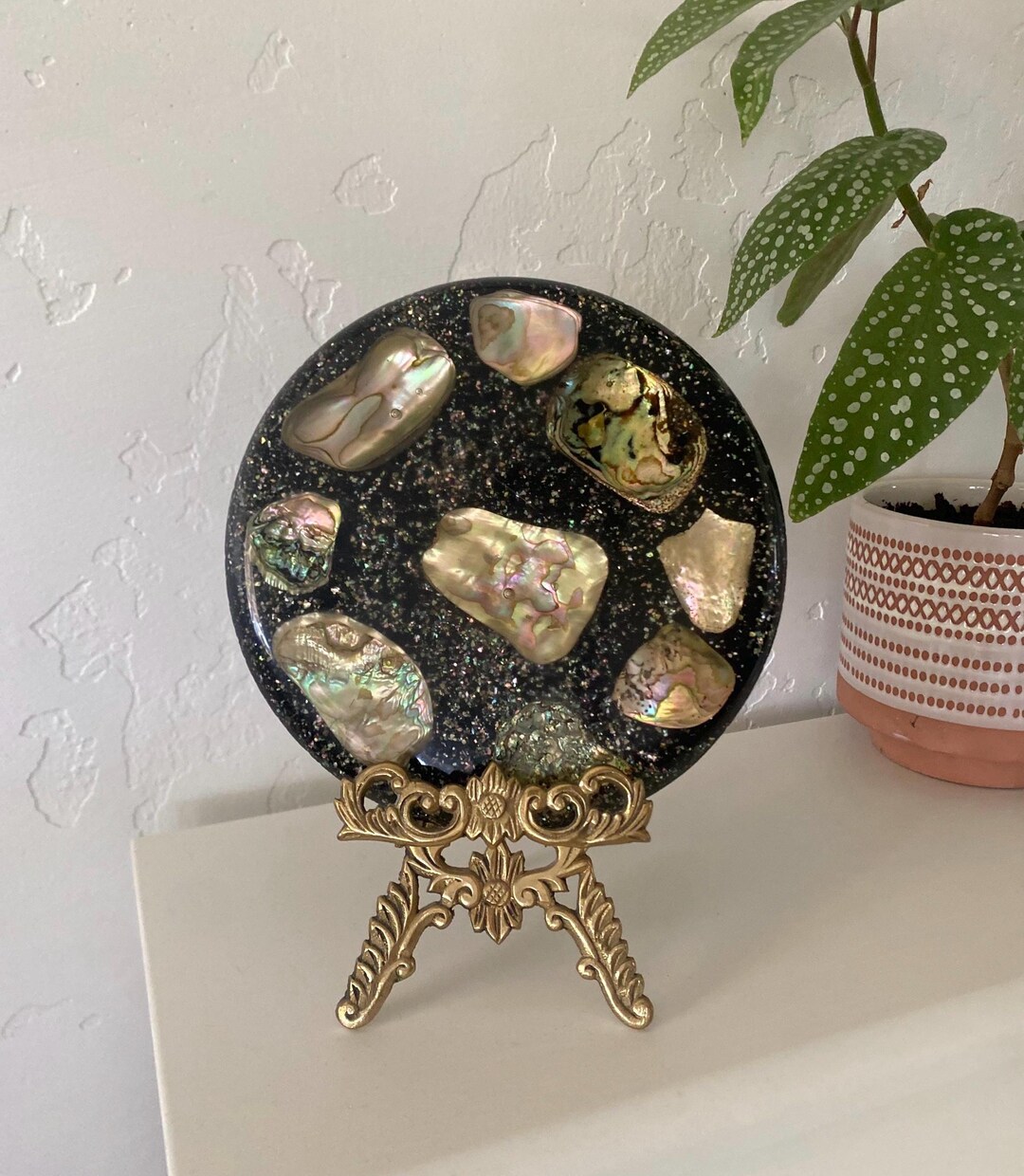 Vintage MCM Abalone Shell Lucite Trivet Hot Plate - Etsy