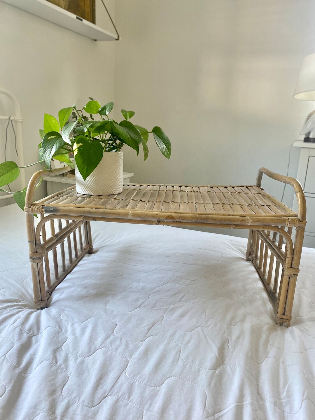 Vintage Bamboo and Wicker Lap Tray - Etsy