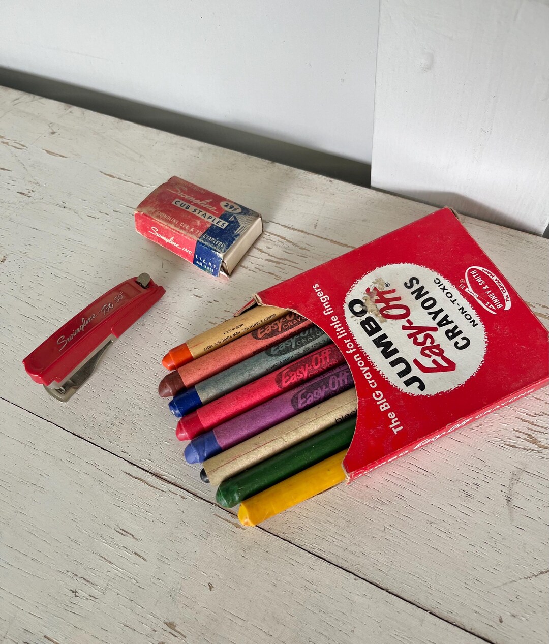 Vintage Jumbo Easy-off Crayons and Swingline Tot 50 Stapler Cub Staples ...