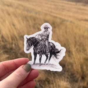 Cowboy Sticker | Western Sticker | Ranch Horse Art | Gift for the ...