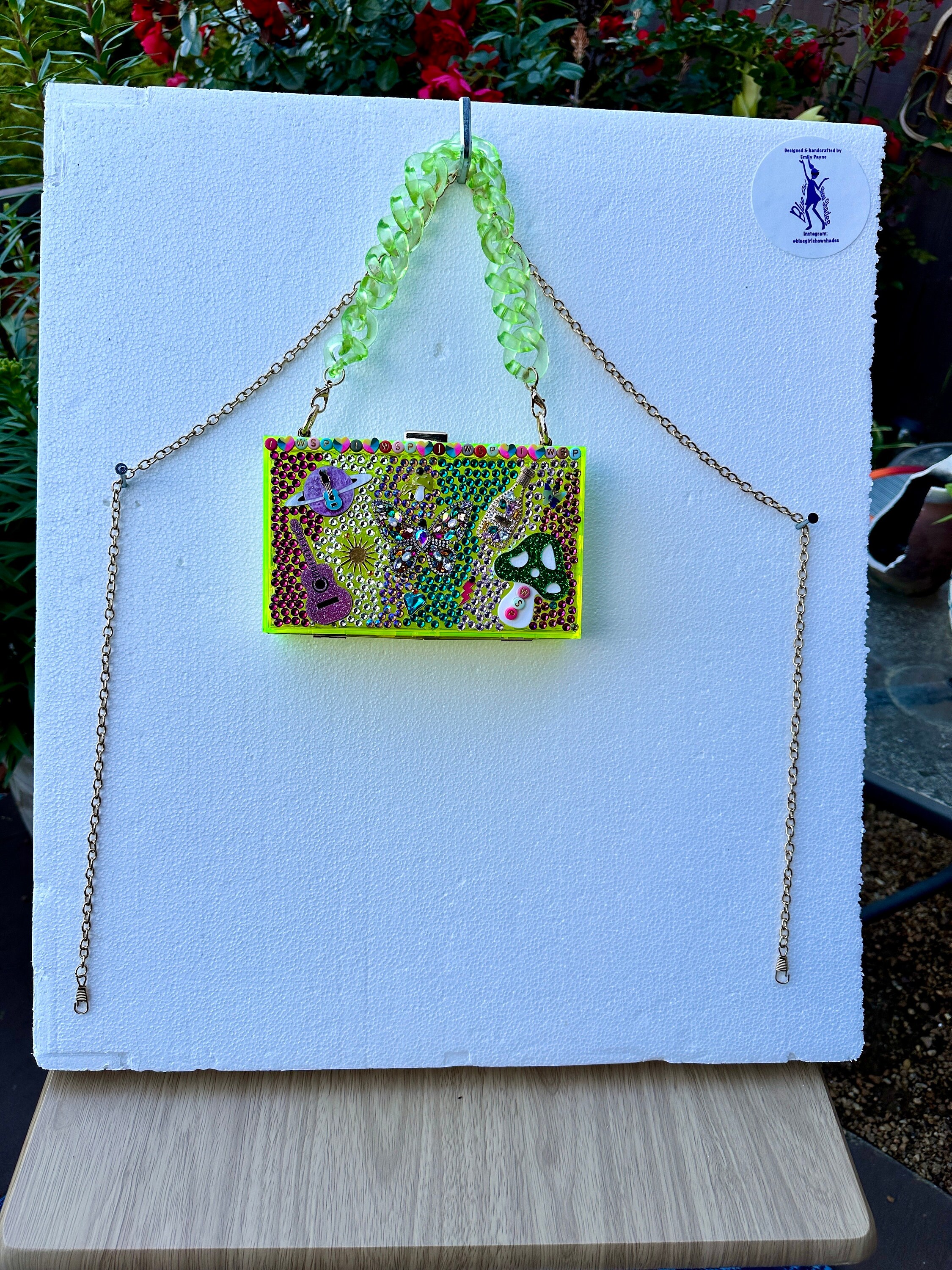 Widespread Panic Themed Neon Yellow show Bag Acrylic Clutch Purse Snap ...