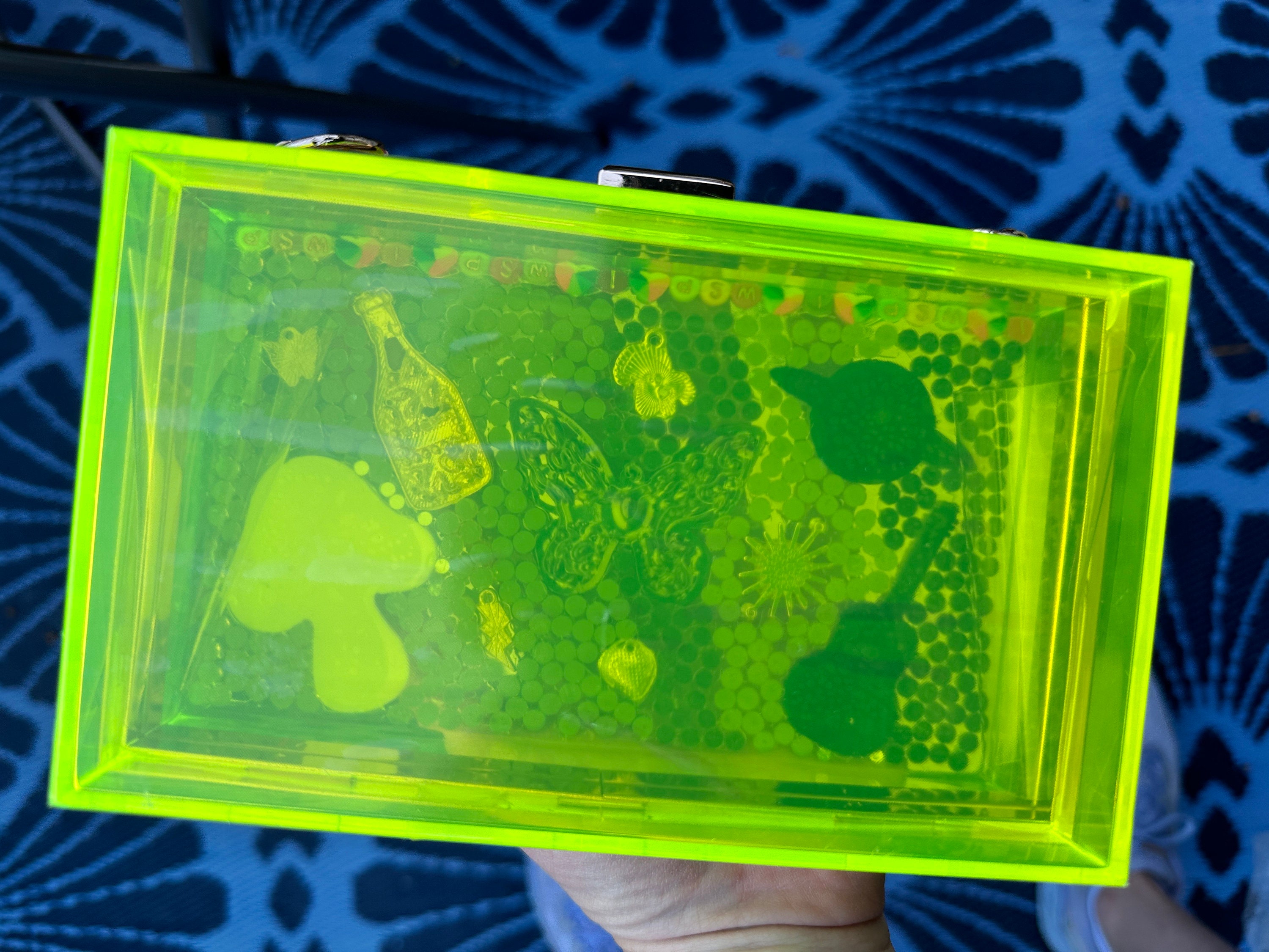 Widespread Panic Themed Neon Yellow show Bag Acrylic Clutch Purse Snap ...