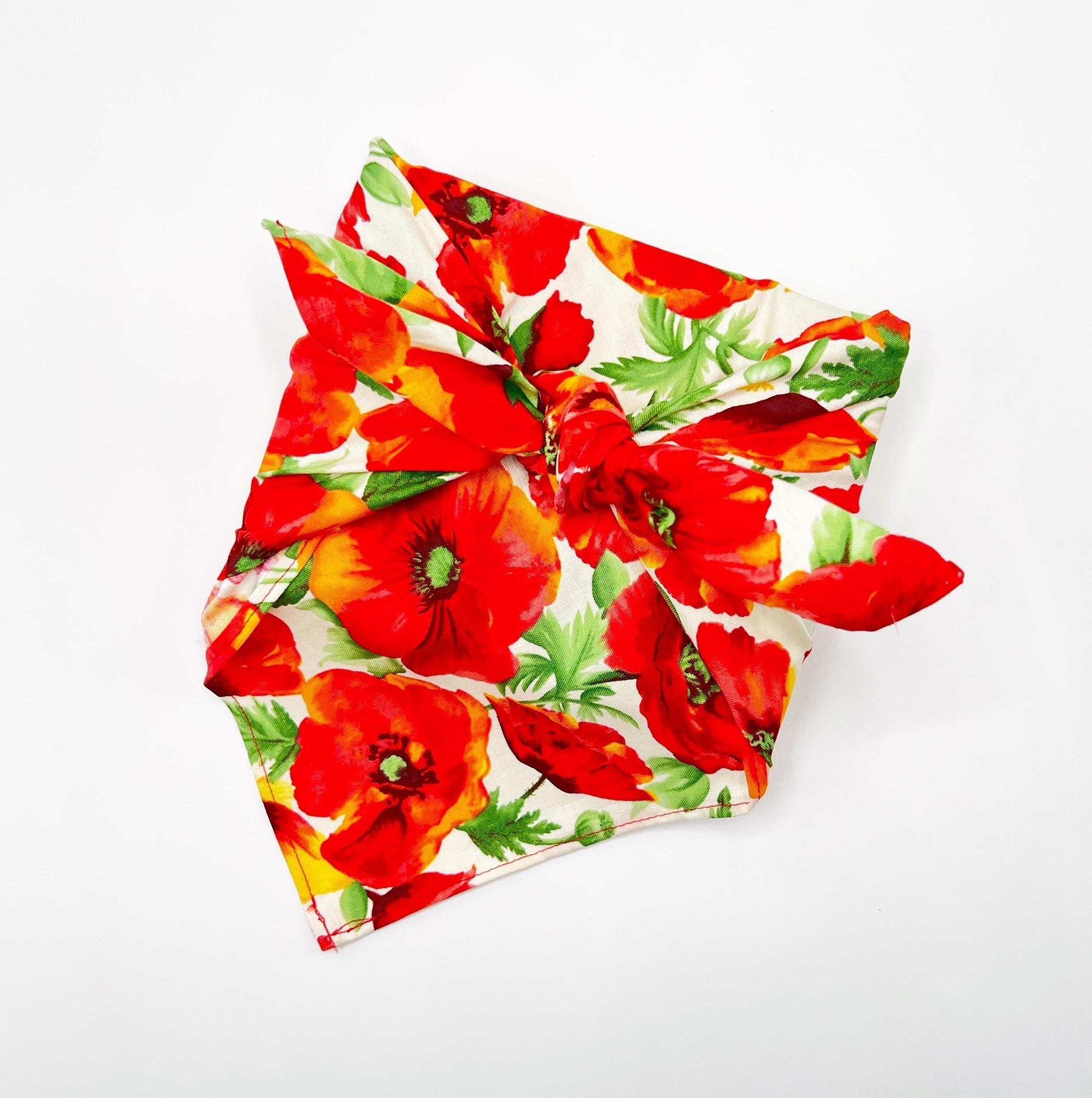 Red Poppies Furoshiki Wrapping Cloth - Reusable Fabric Gift Wrap ...