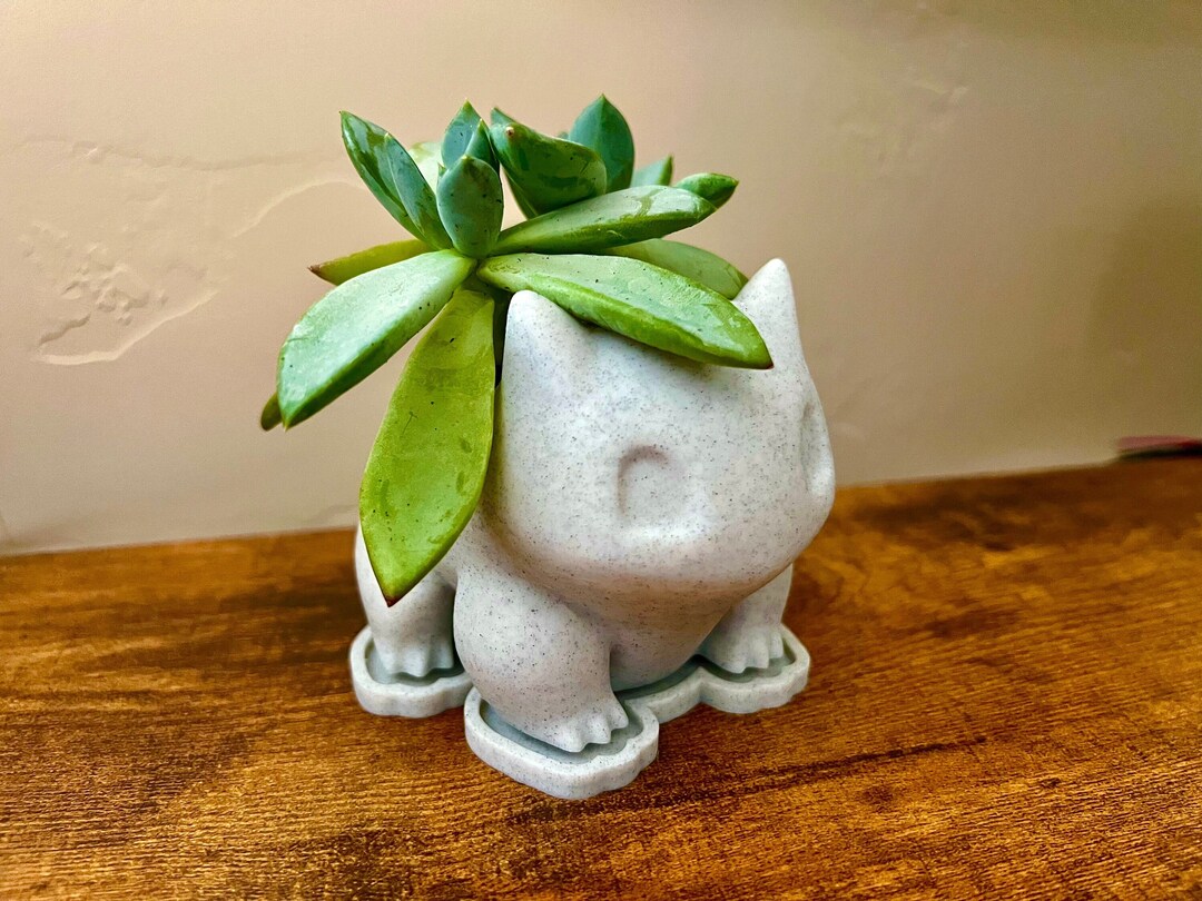 Marble Bulbasaur Planter - 3D Printed Succulent Pot - Unique Decor ...