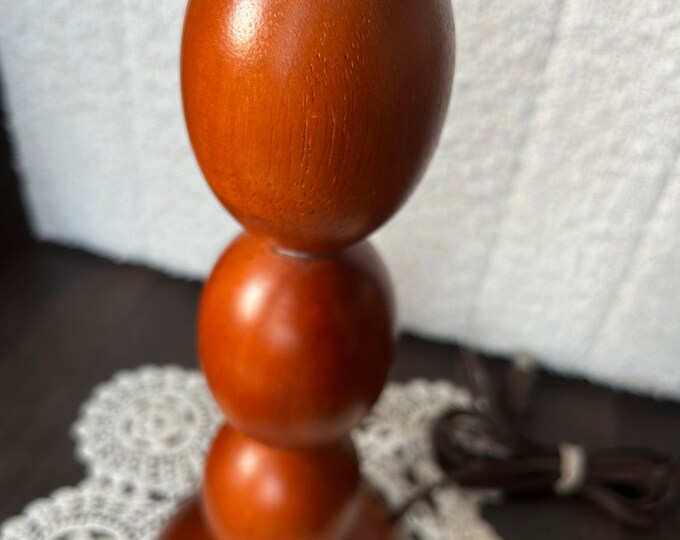 Vintage MCM Solid Wooden Sphere Table Lamp - Etsy