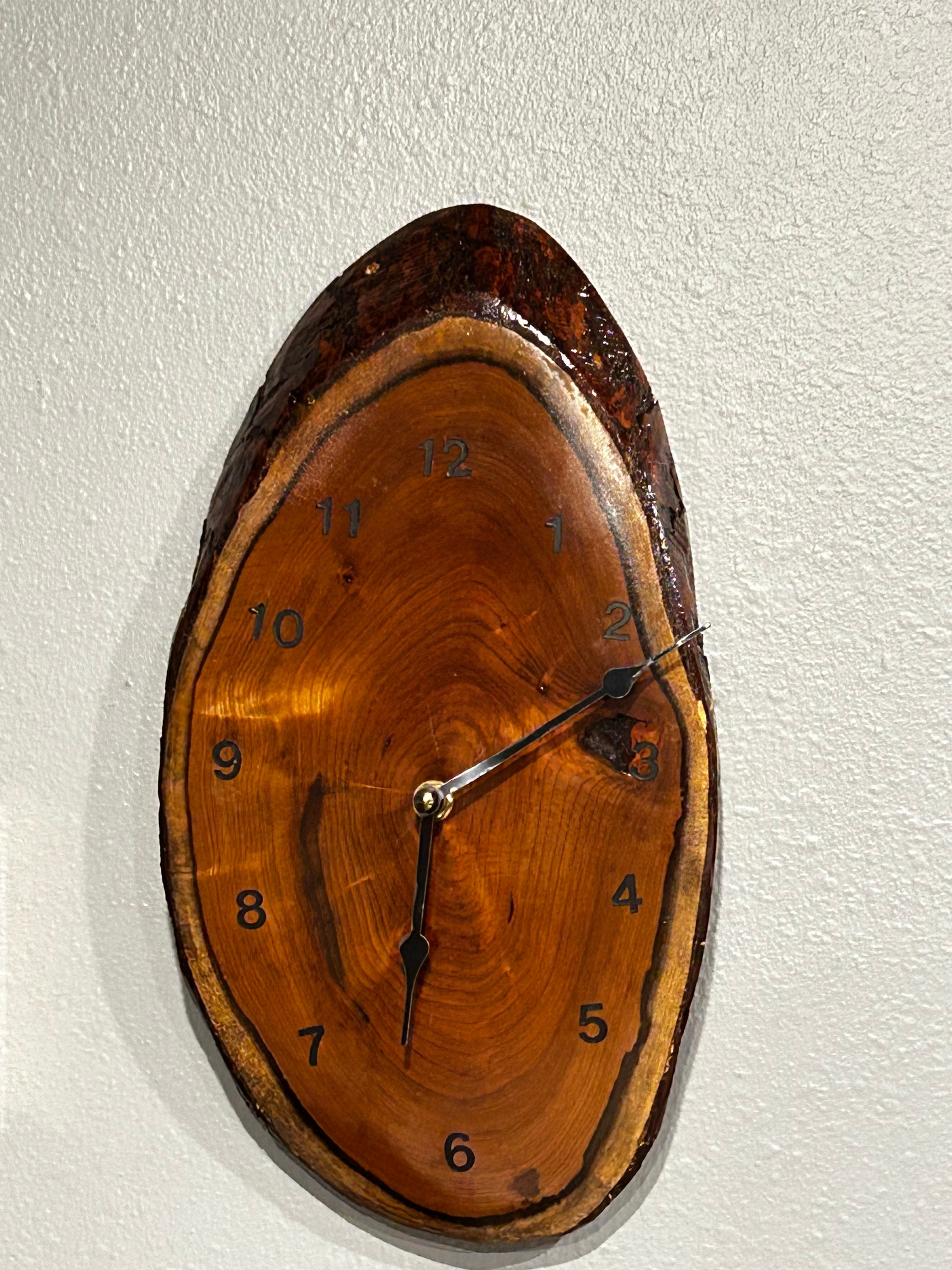 Vintage MCM Wooden Tree Trunk Melting Wall Clock - Etsy