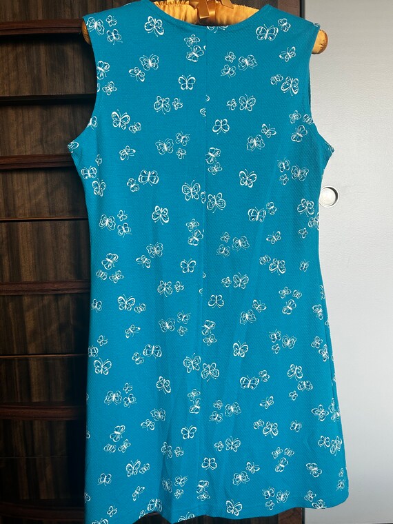 80s Vintage Retro Bright Blue Butterfly Fit & Flare S… - Gem