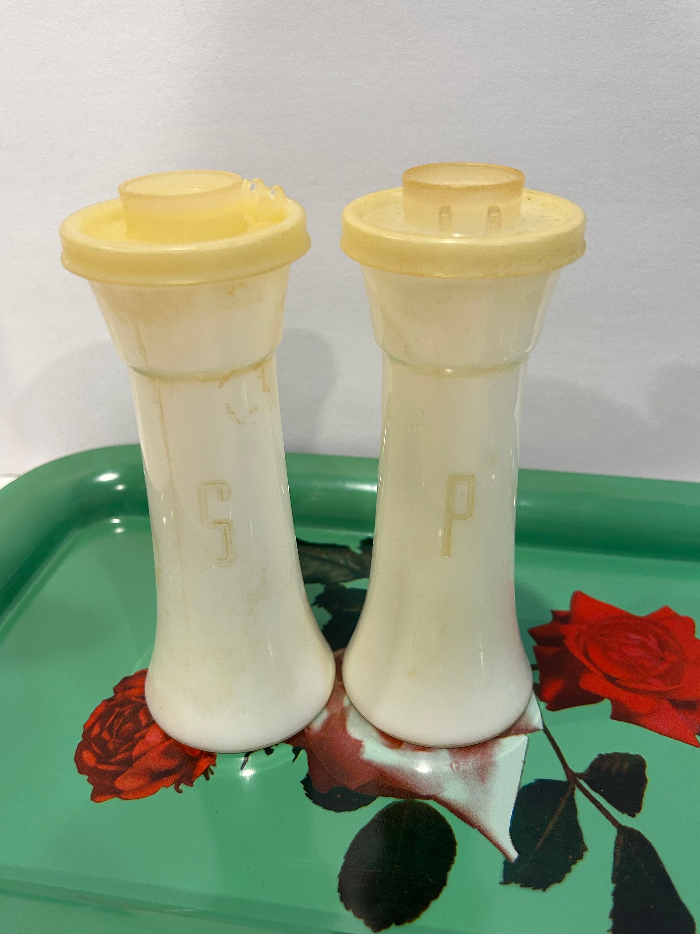 Vintage Tupperware Salt & Pepper Shakers Sheer White Retro Pillar - Etsy