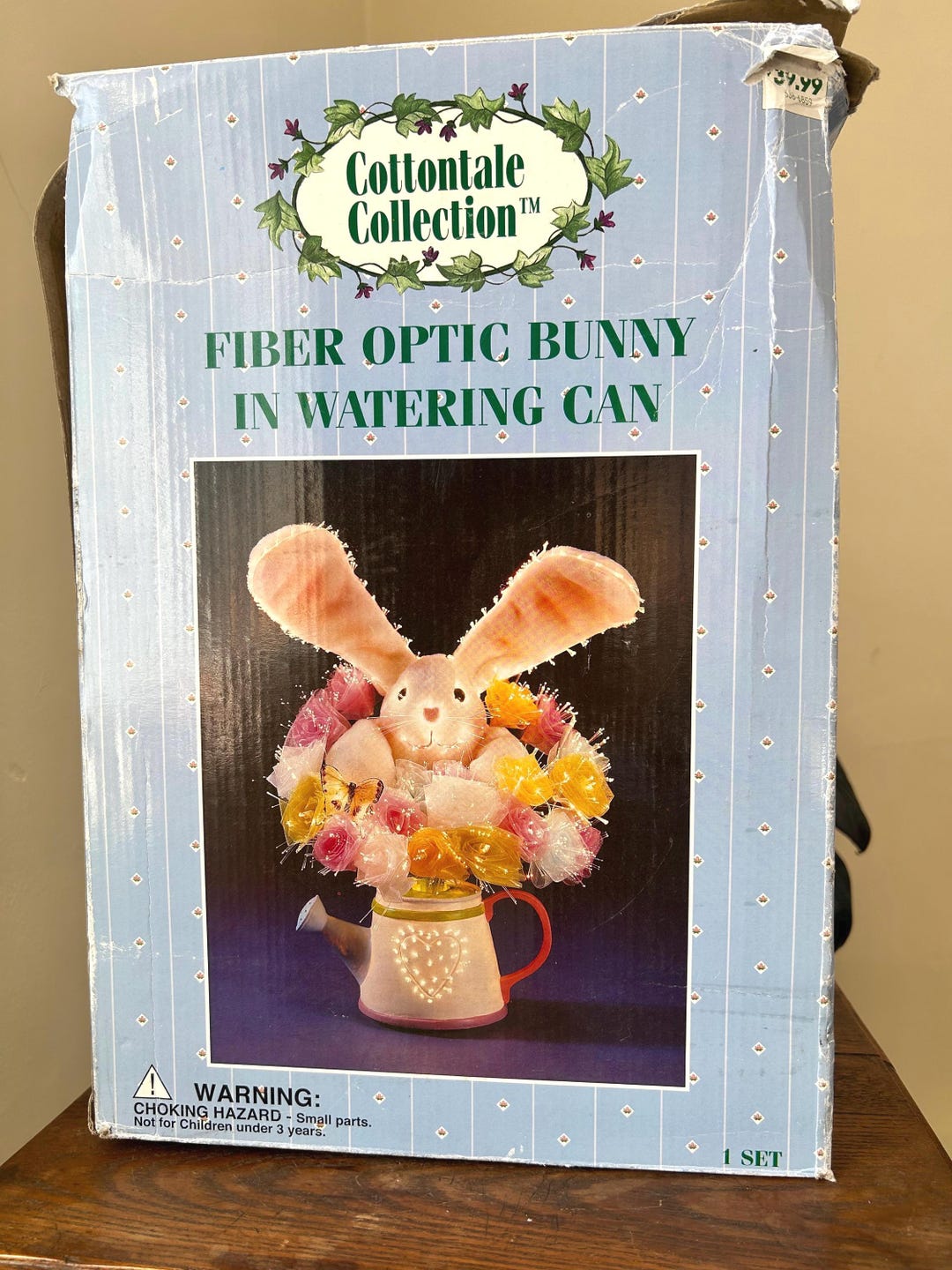 Vintage Fiber Optic Bunny in Watering Can Bouquet | Cottontail ...