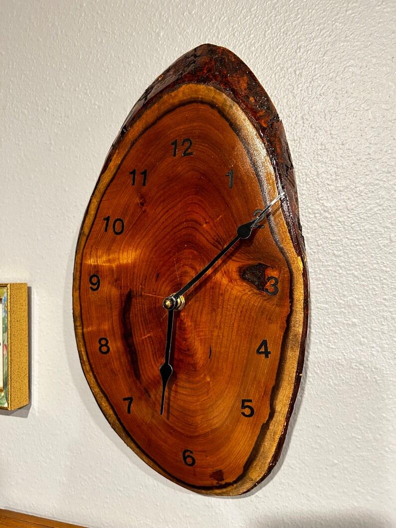Vintage MCM Wooden Tree Trunk Melting Wall Clock - Etsy