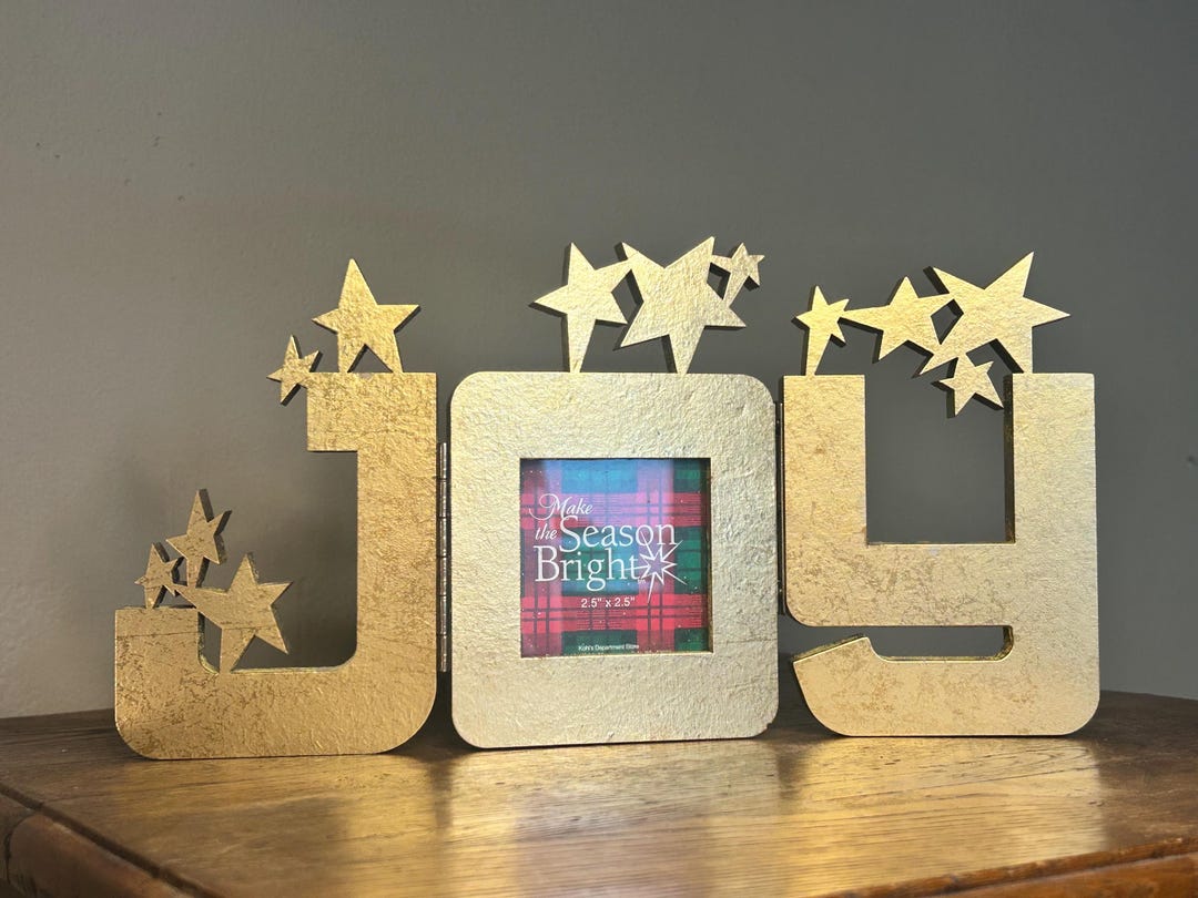 Vintage Wood Cut Out ‘joy’ Picture Frame for 2.5” Square Photo - Etsy