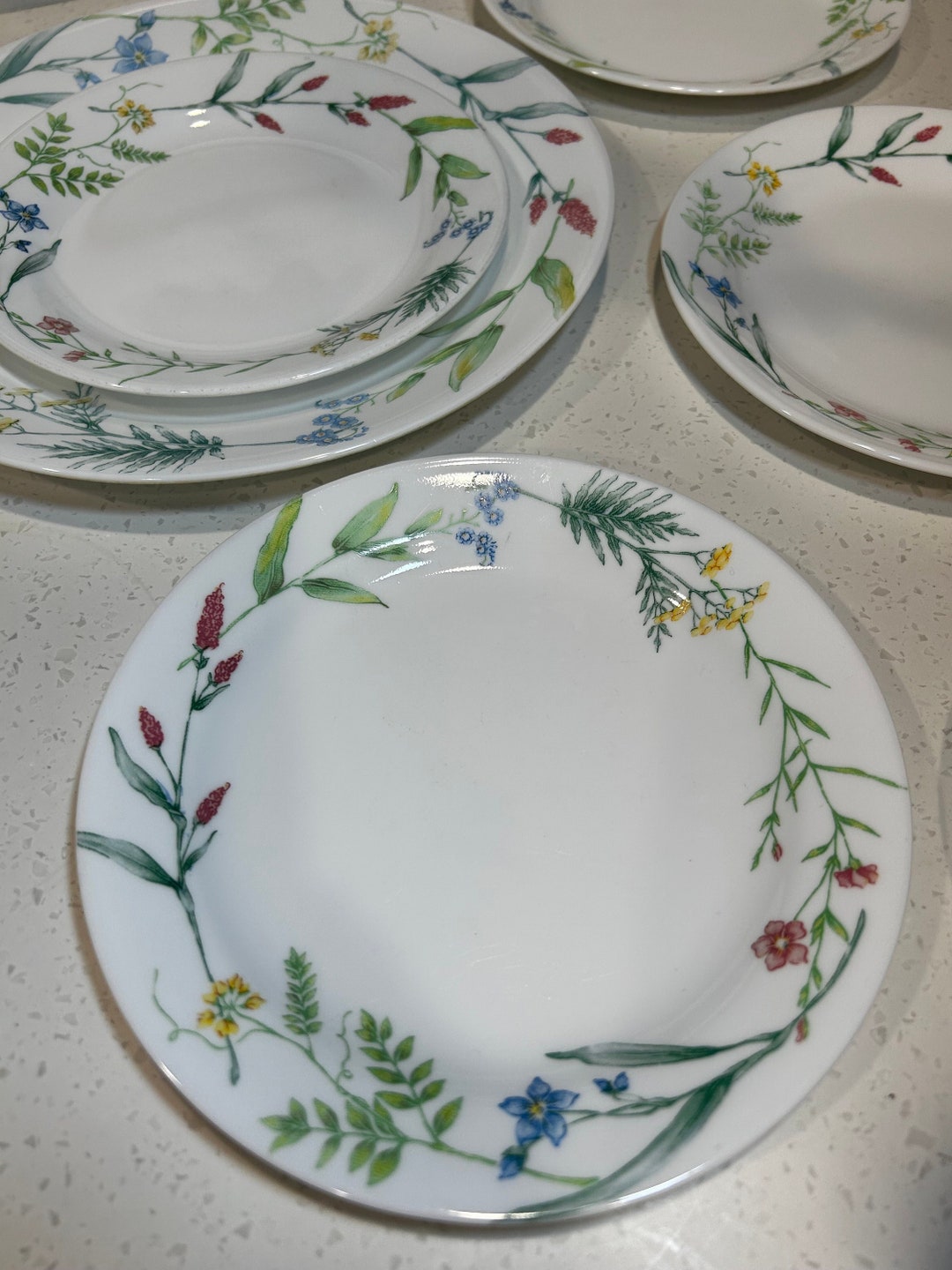 Corelle My Garden Botanical Flower Print Dinner and Side Plates - Etsy