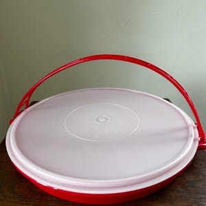Vintage Cherry Red Divided Tupperware Container With Handle - Etsy