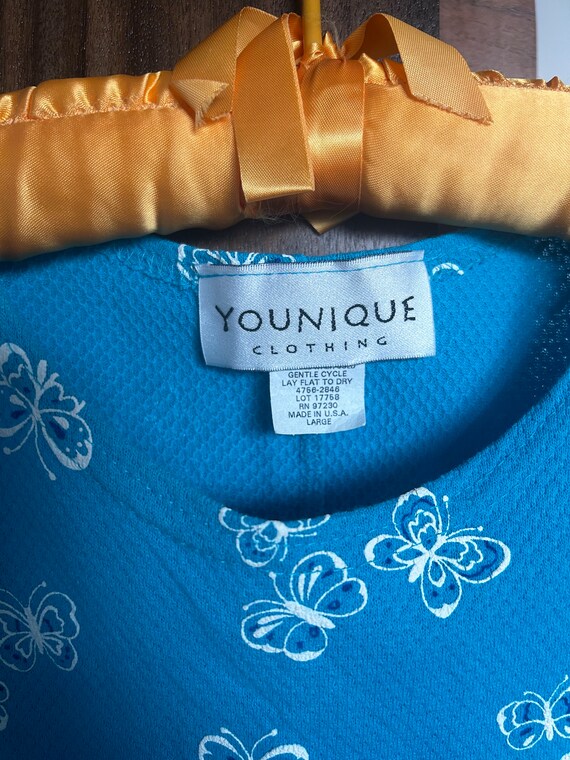 80s Vintage Retro Bright Blue Butterfly Fit & Flare S… - Gem