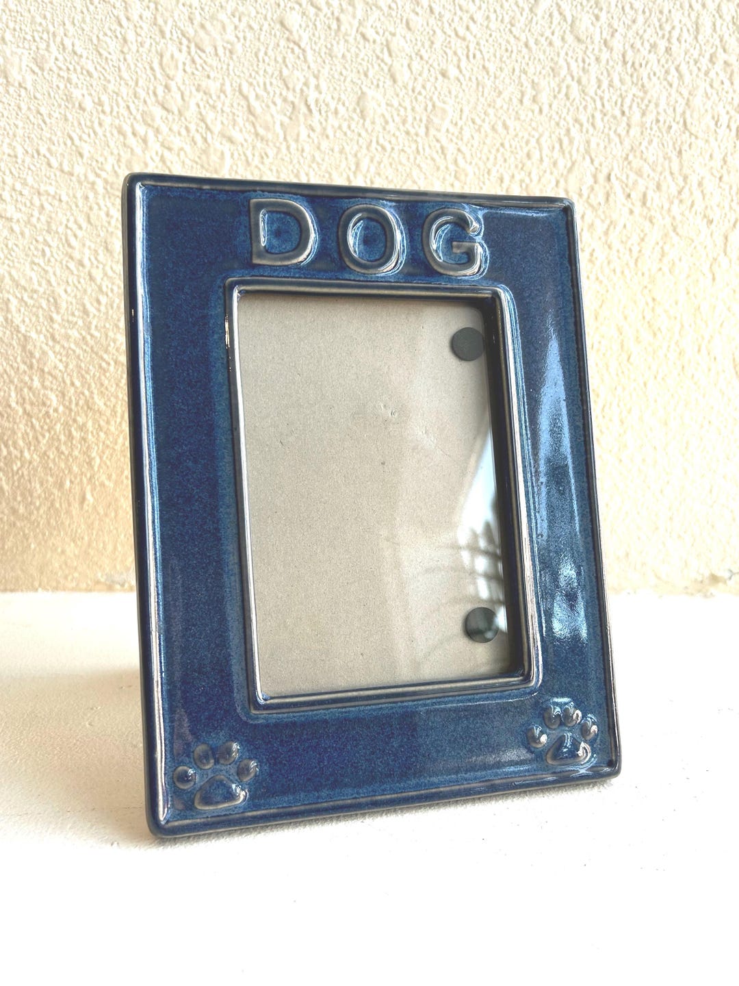Vintage Glazed Blue Ceramic Dog Picture Frame for 4 by 6 Photo - Etsy