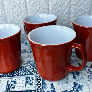 Vintage Corning Burnt Orange Pyrex Milk Glass Mugs Set of 4 Coffee Cups ...