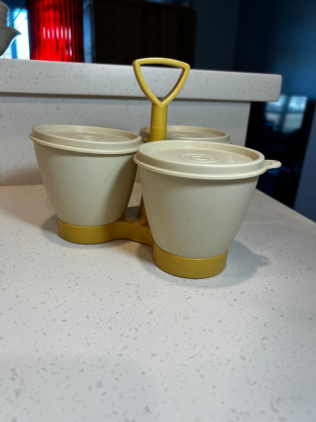 Vintage 1970s Tupperware Caddy Container With Bowls and Lids Yellow and ...