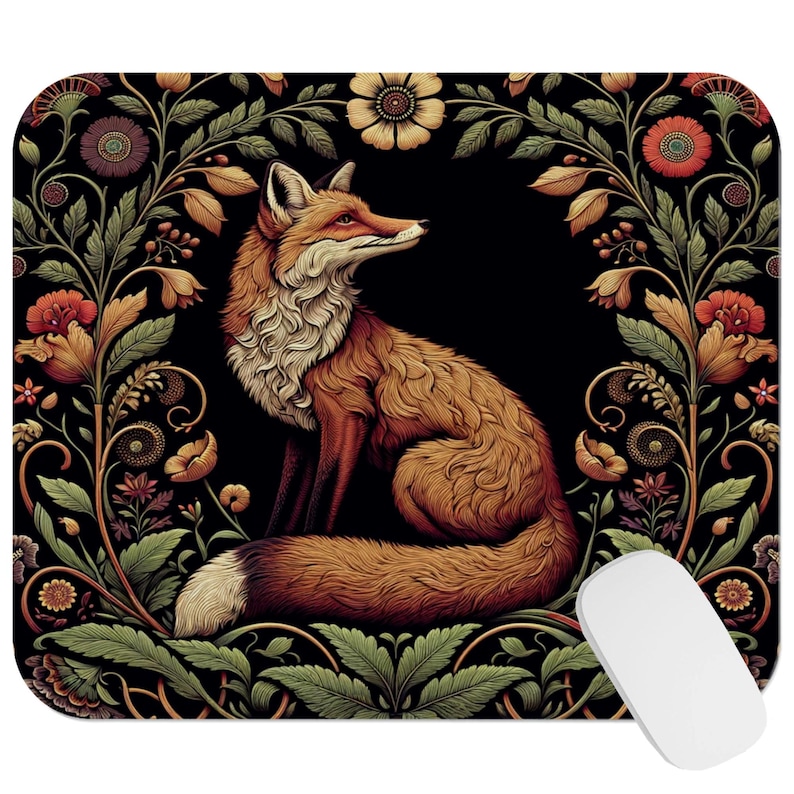 William Morris Fox Mouse Pad Gift Mat Square Non-slip Rubber Base ...