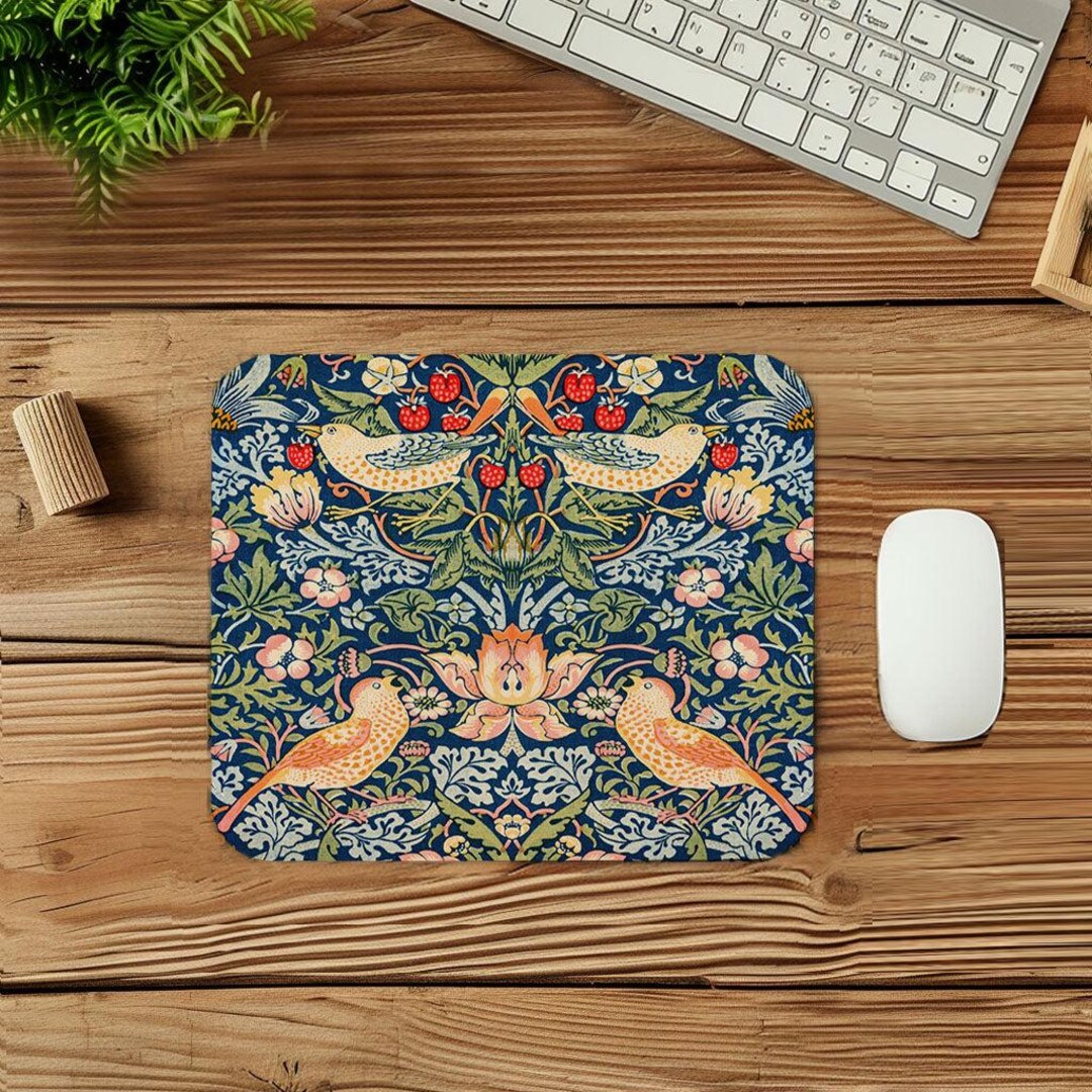 William Morris Birds Mouse Pad Gift Mat Square Non-slip Rubber Base ...