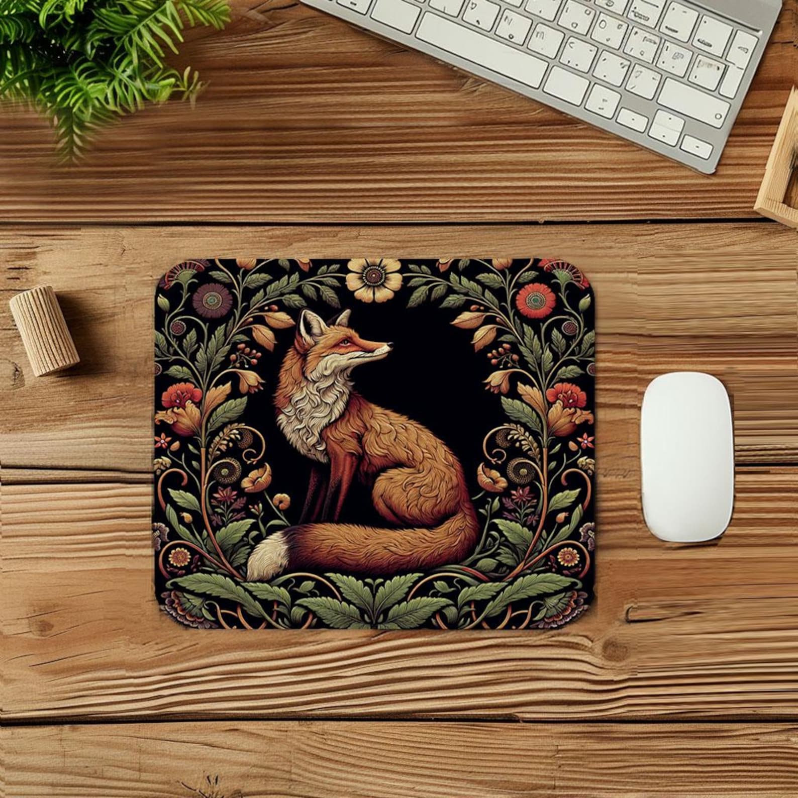 William Morris Fox Mouse Pad Gift Mat Square Non-slip Rubber Base ...