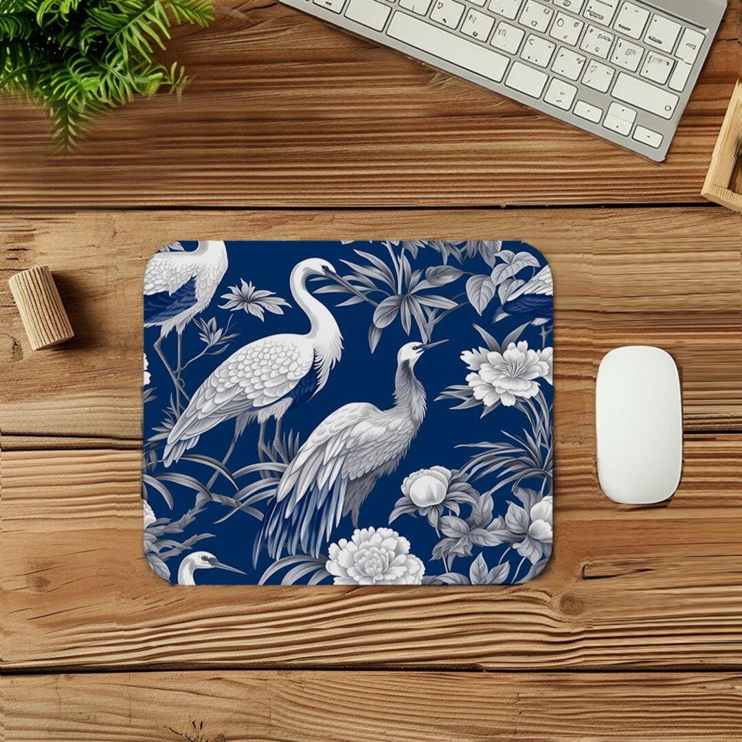 Birds Chinoiserie Mouse Pad Gift Mat Square Non-slip Rubber Base Asian ...