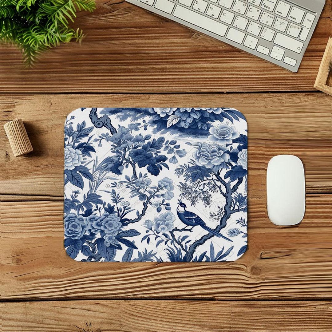 Chinoiserie Birds Mouse Pad Gift Mat Square Non-slip Rubber Base Asian ...