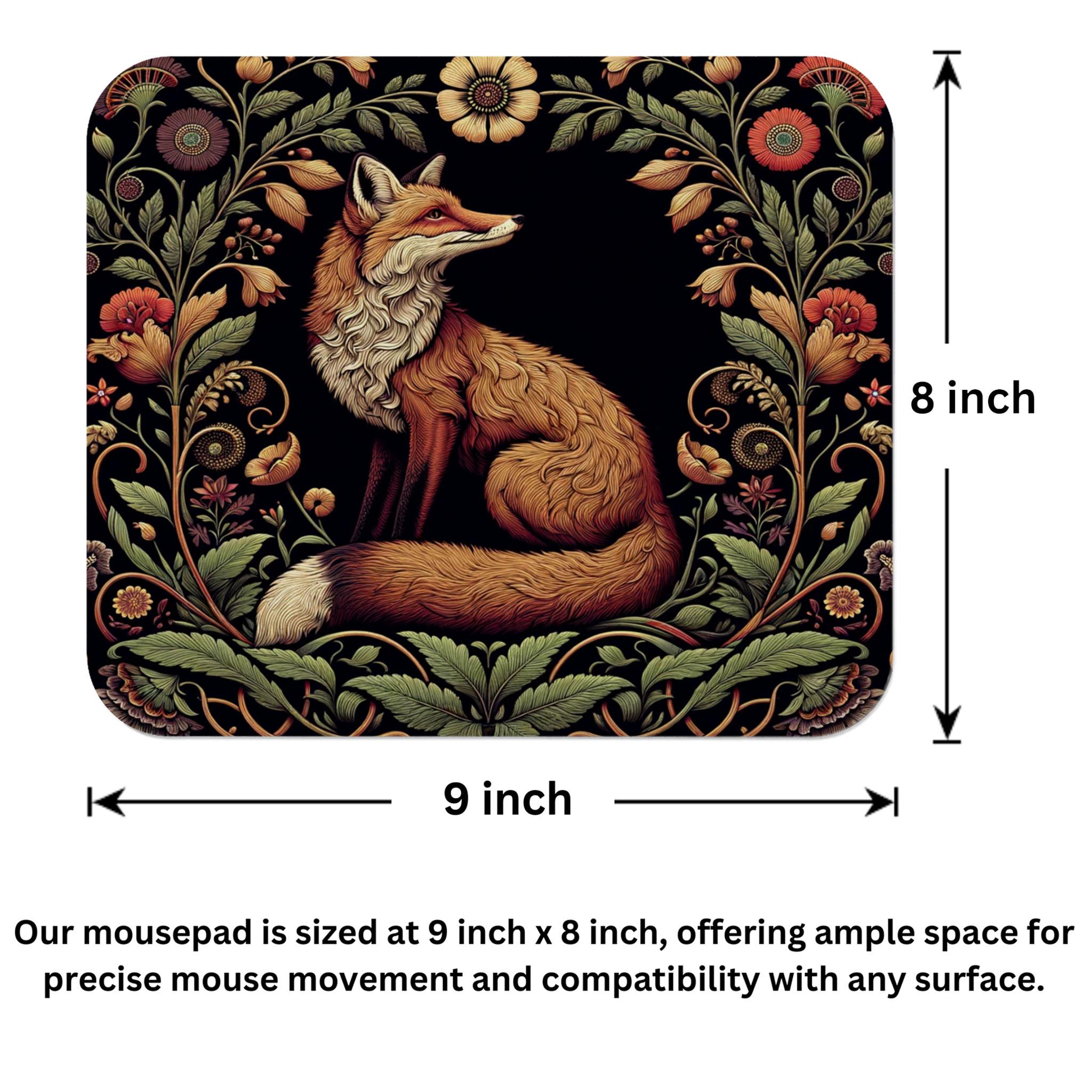 William Morris Fox Mouse Pad Gift Mat Square Non-slip Rubber Base ...