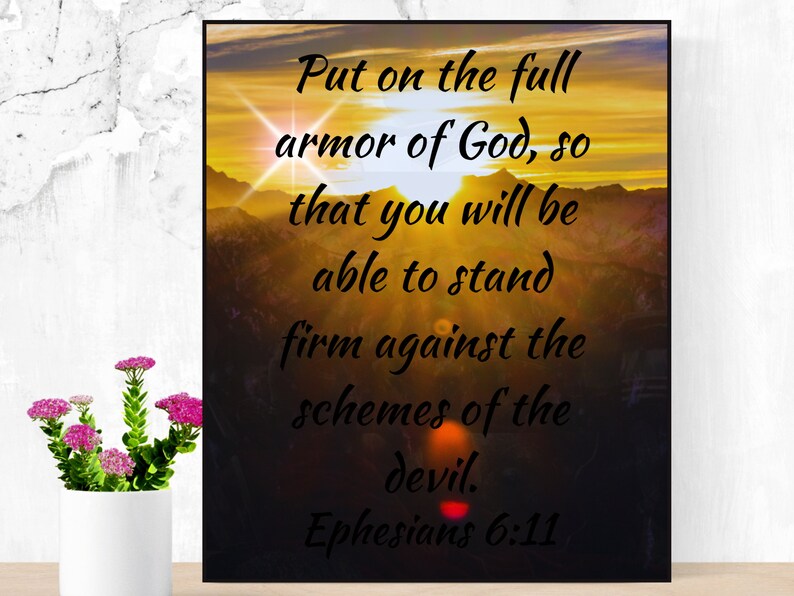 Christian Art Ephesians 6:11 Put on the Full Armor of God Bible Verse ...